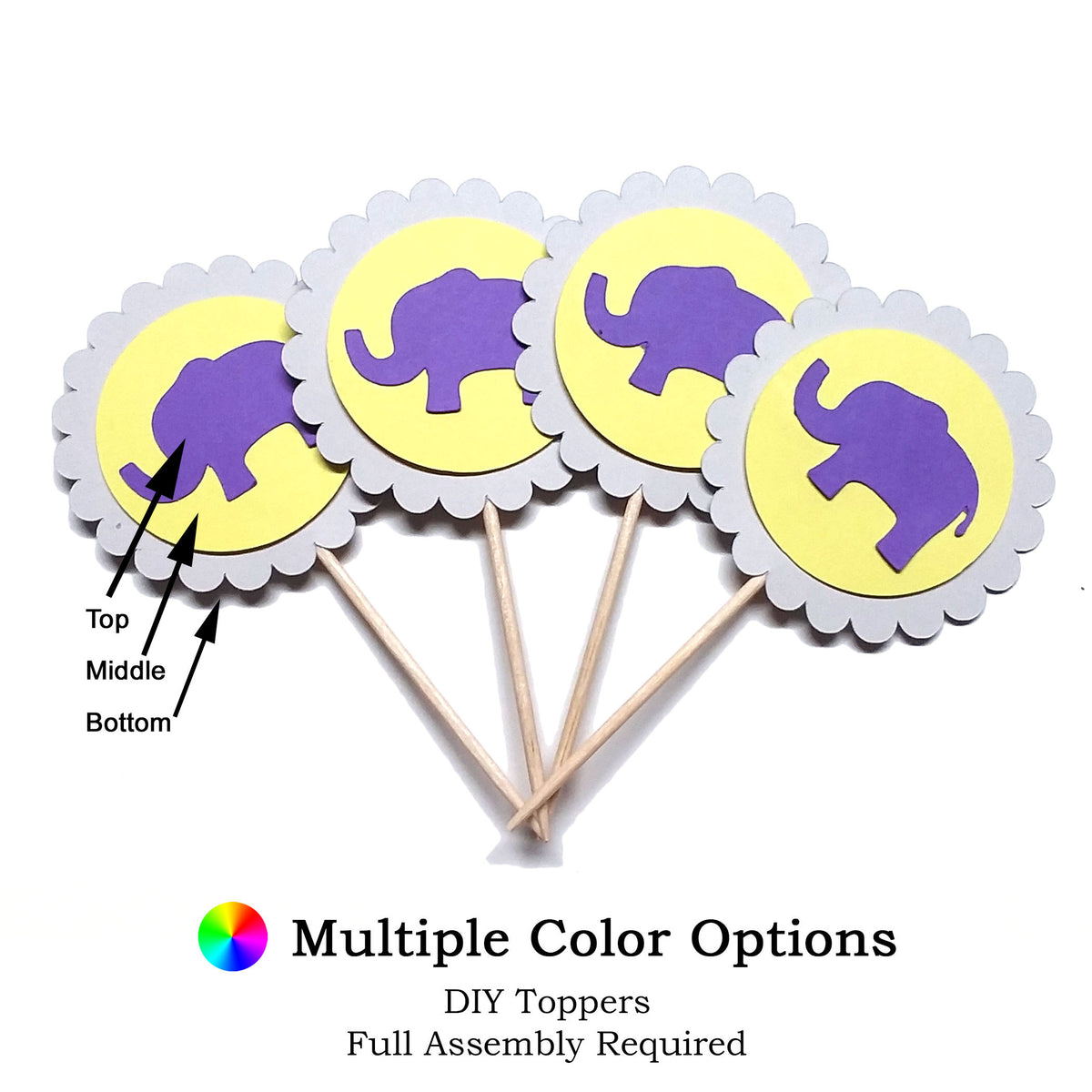 Elephant DIY Cupcake Toppers (12 kits per order) – DIY Paper Supply
