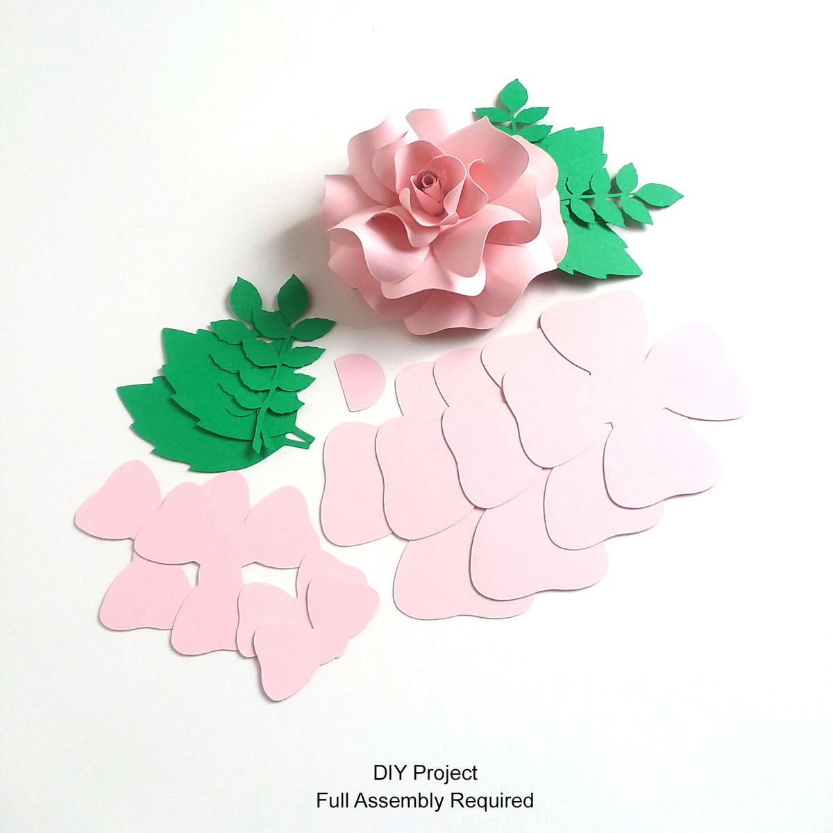 Light Pink Paper Rose DIY Set - 12 per order (Pricing for sizes vary ...